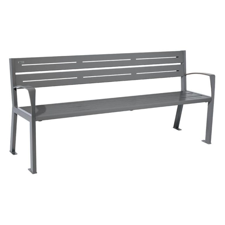 Banc mobilier urbain acier Silaos 5 lames : confort et robustesse